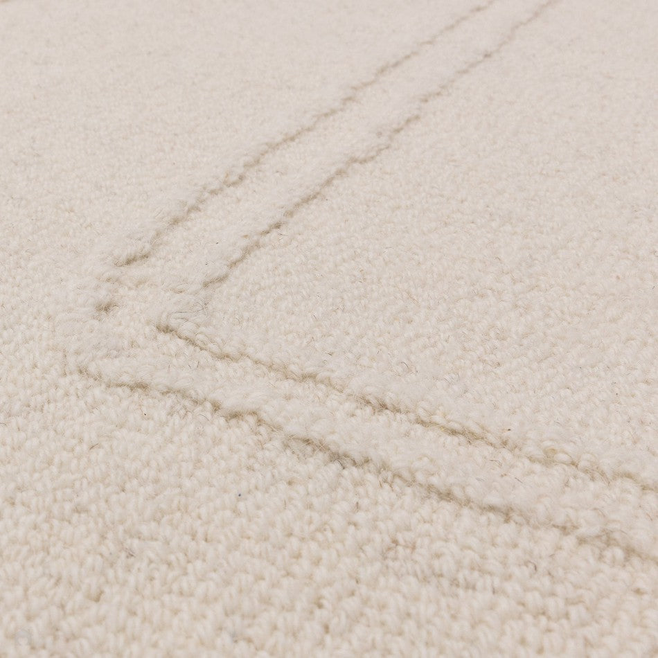 On Sale Ada Modern Plain Geometric Ivory Hi-Low Loop Linear Path Hand ...