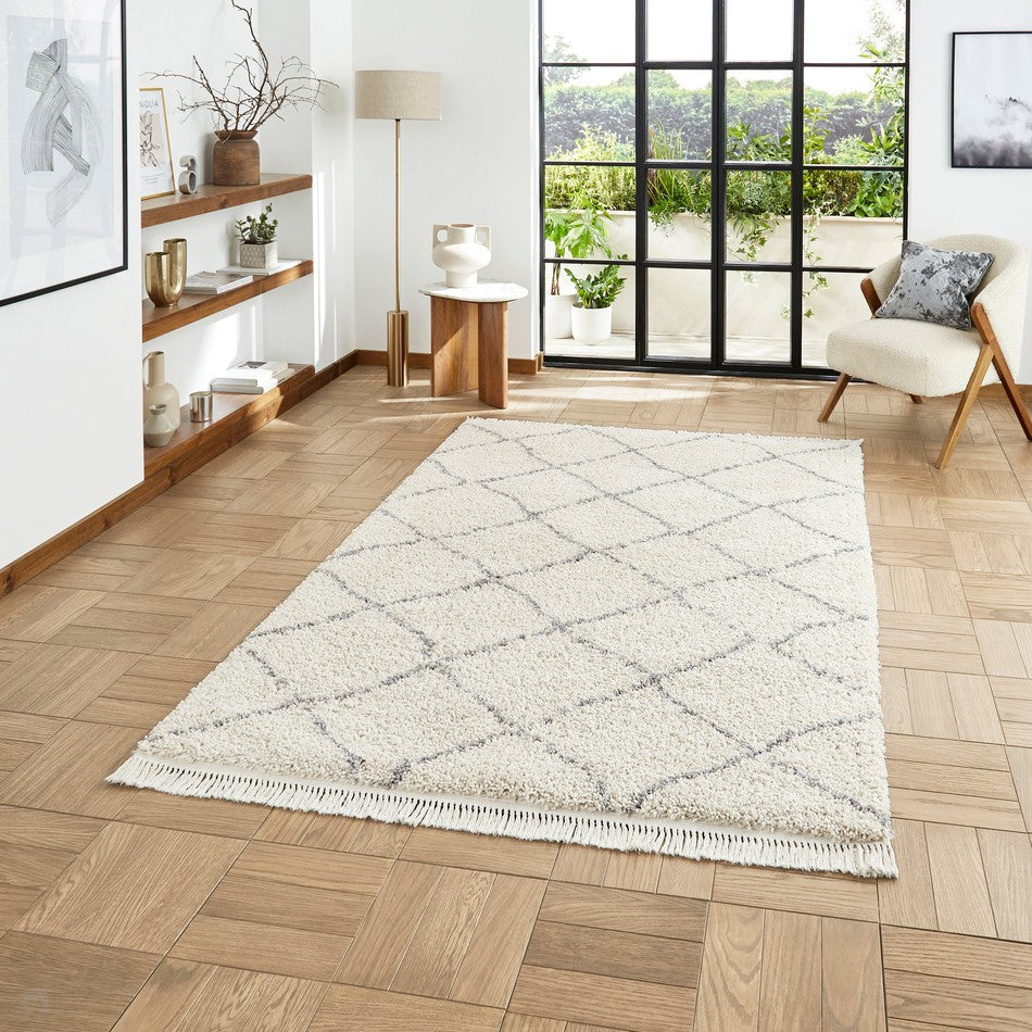 On Sale Boho 5413 Modern Moroccan Berber Soft Plush Shaggy Cream Rug ...