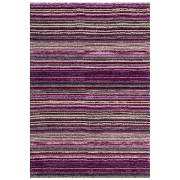 On Sale Carter Modern Stripe Hand Woven Wool Berry Purple/Grey/Beige ...