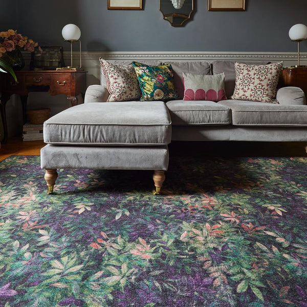 Washable Clarke & Clarke Congo Mulberry Modern Floral Botanical Textur