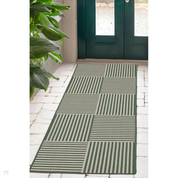 County Multi Stripe Green In-Outdoor Flatweave Runner