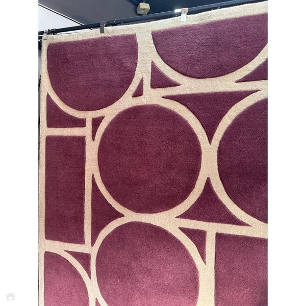 On Sale Metro Modern Geometric Hand-Carved Hi-Low Wool Plum/Beige Rug ...