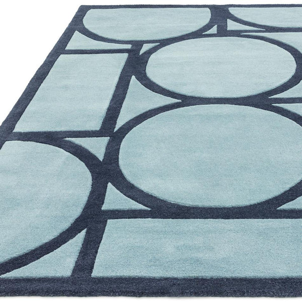 On Sale Metro Modern Geometric Hand-Carved Hi-Low Wool Powder Blue/Navy ...