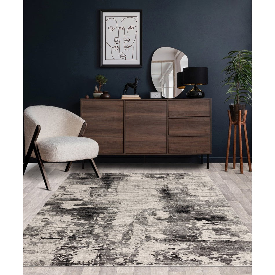 On Sale Nova NV37 Mirage Modern Abstract Durable Short Pile Charcoal ...