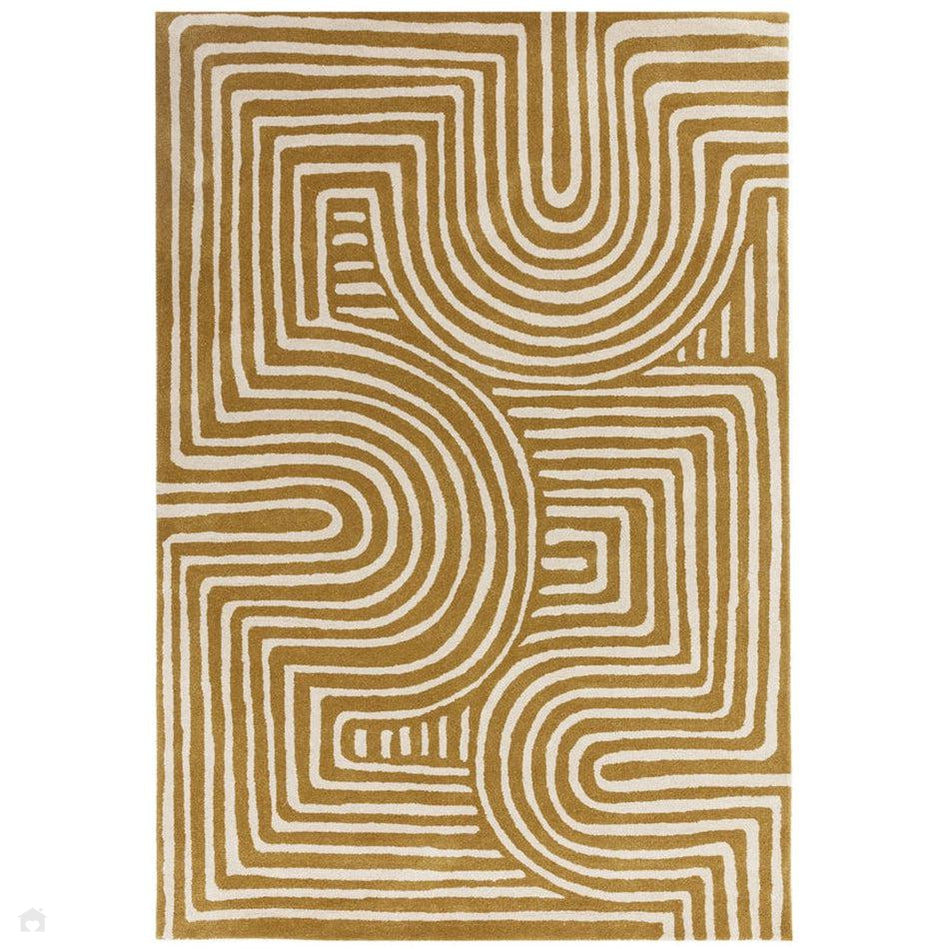 On Sale Reef RF28 Curve Modern Geometric Hand-Woven Wool Ochre/Multi ...