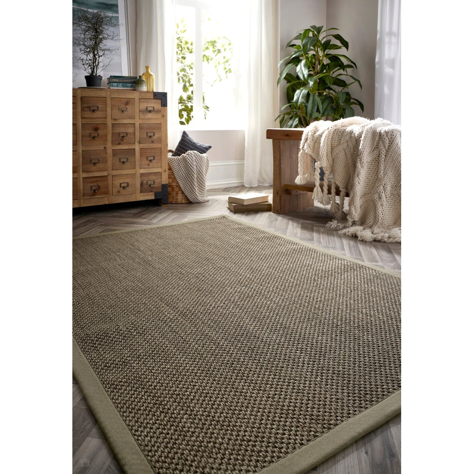 On Sale Sisal Border Plain Hand-Woven Textured Natural Fibre Flatweave ...
