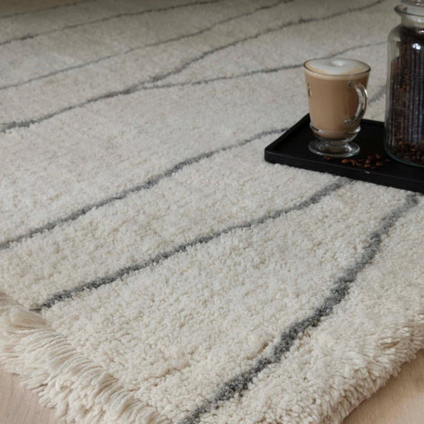Washable Azera Lineal Modern Moroccan Berber Hand-Woven Textured Soft