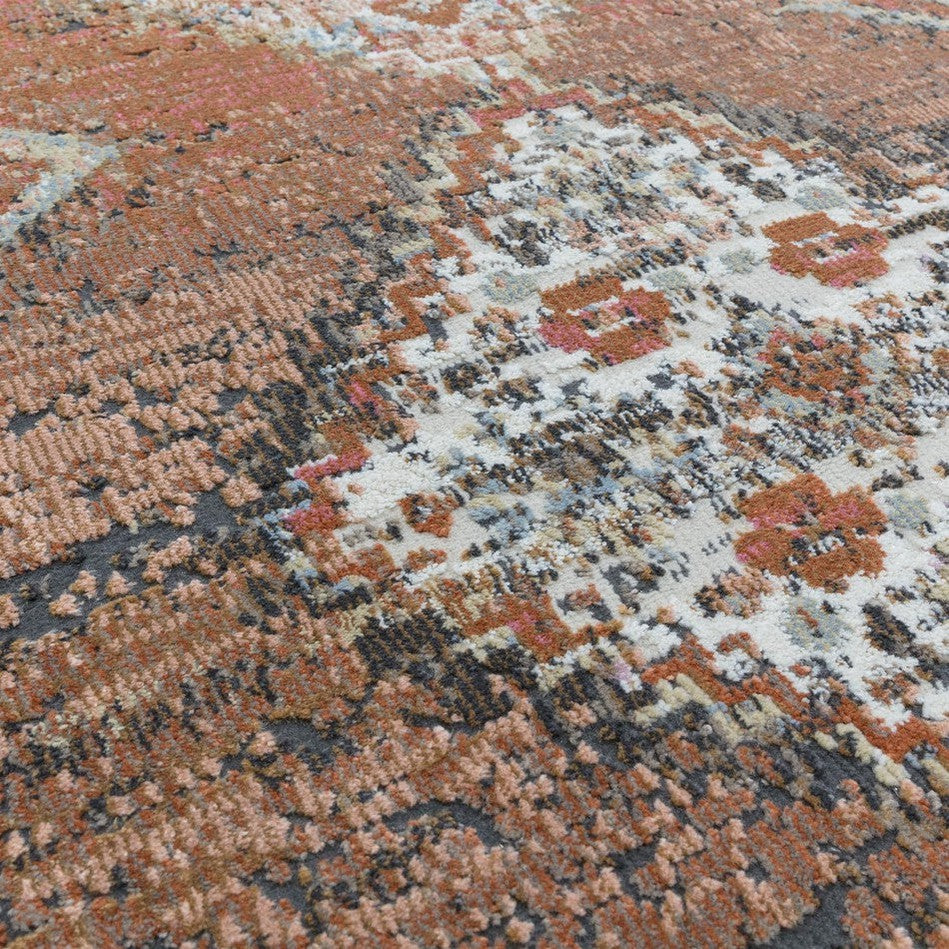 On Sale Zola Tark Traditional Persian Border Hi-Low Textured Rust/Pink ...