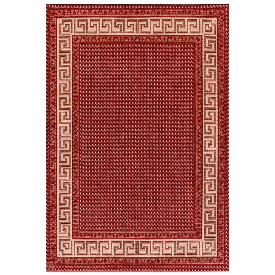 Greek Key Flatweave Red Rug Lowest Price £44 | Rug Love